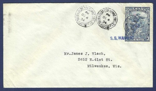 SS WAUBIC Port Colbourne Ontario Canada Steamship Paquebot Cover Posted ...