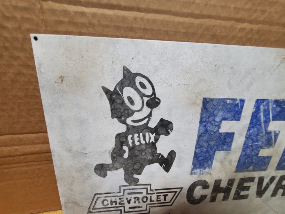 Felix Chevrolet Speed Shop Painted Sign 21.75x12" Vintage Look Antiqued ...