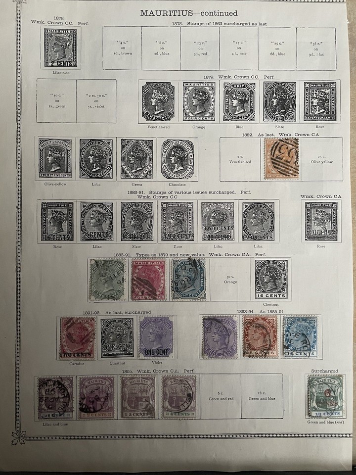 Collection of Old British Empire Mauritius Stamps on old album pages | eBay
