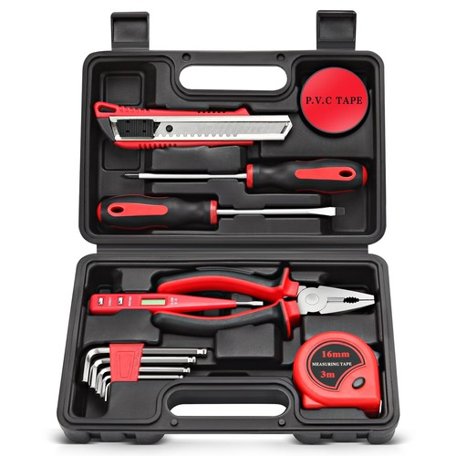 13pcs General Household Tool Set, Home Tool Kit with Plastic Toolbox ...