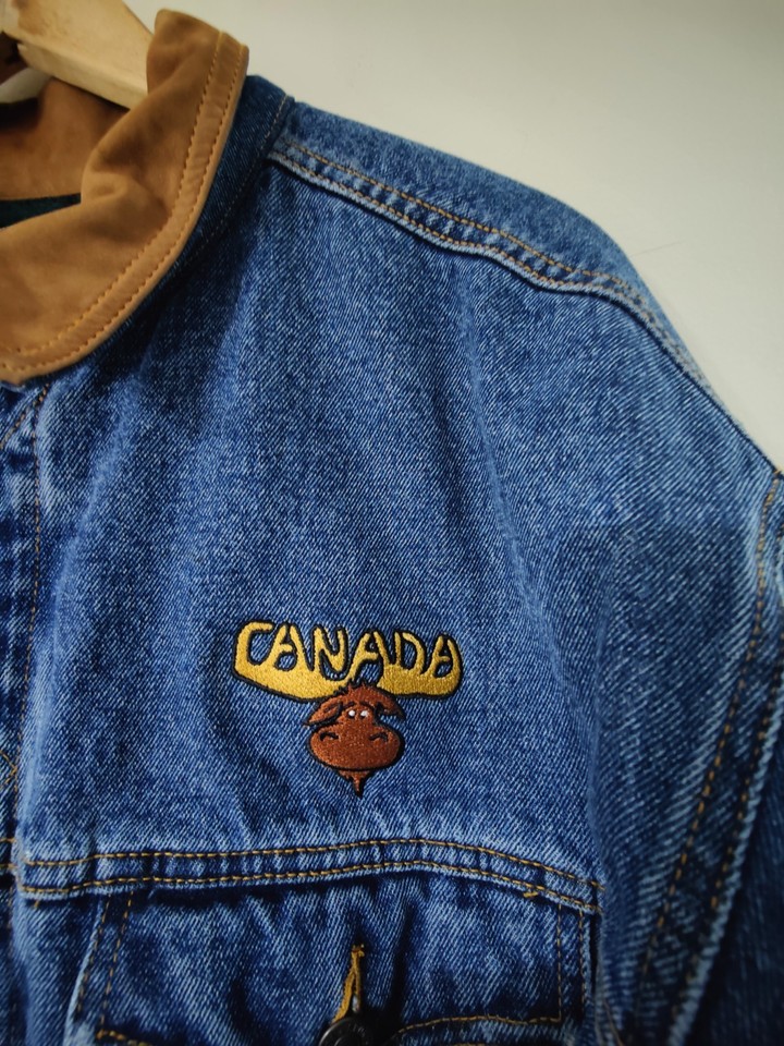VTG Canada Sportswear Plaid Lined Denim Jacket Men's 2XL Embroidered ...