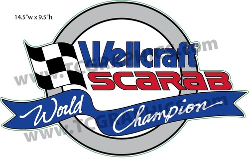 Wellcraft Scarab World Champion Boat Grey Sticker Decal 14.5" | eBay