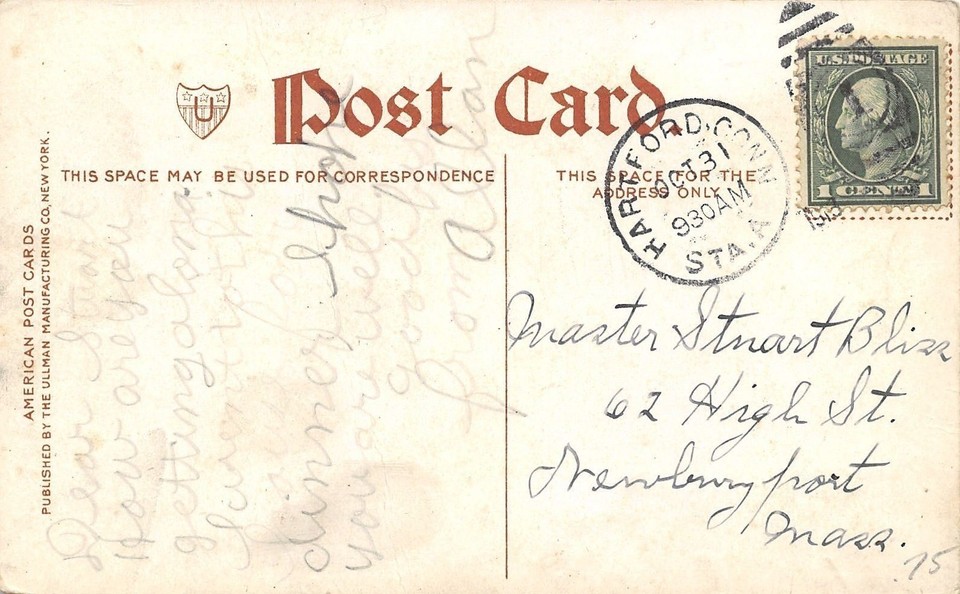 Hartford Connecticut~Allyn House Hotel~Busy Street Corner~Auto~1912 ...