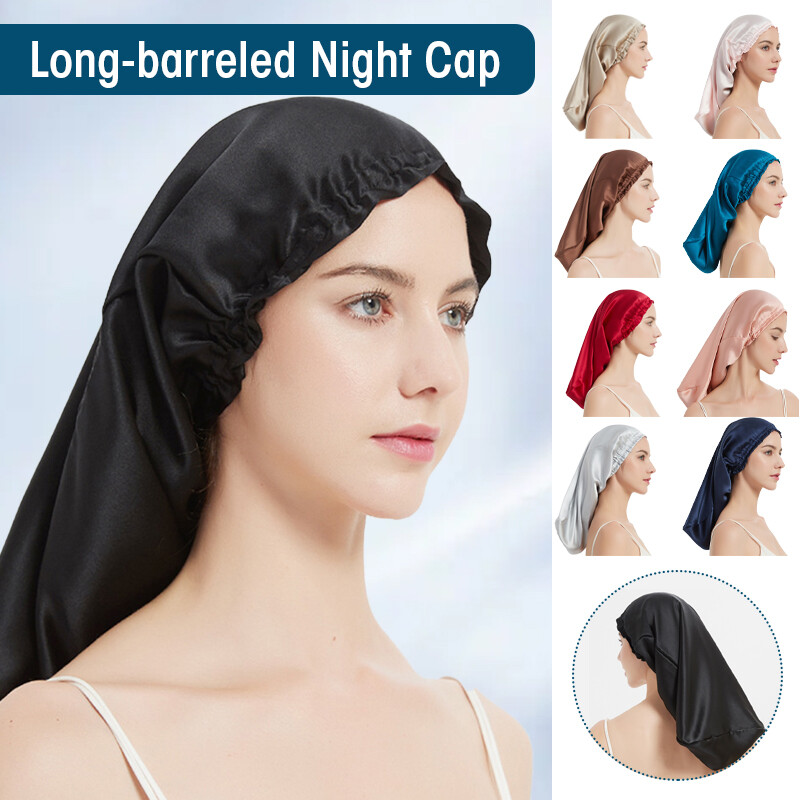 Mulberry Silk Sleep Hair Hat Care Satin Sleeping Long Braid Bonnet ...