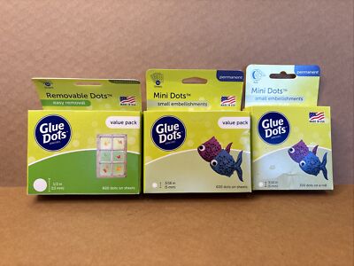 Lot Of Glue Dots Mini Dot Roll Adhesive 3/16" 900 Dots - 1/2” 600 Dots ...