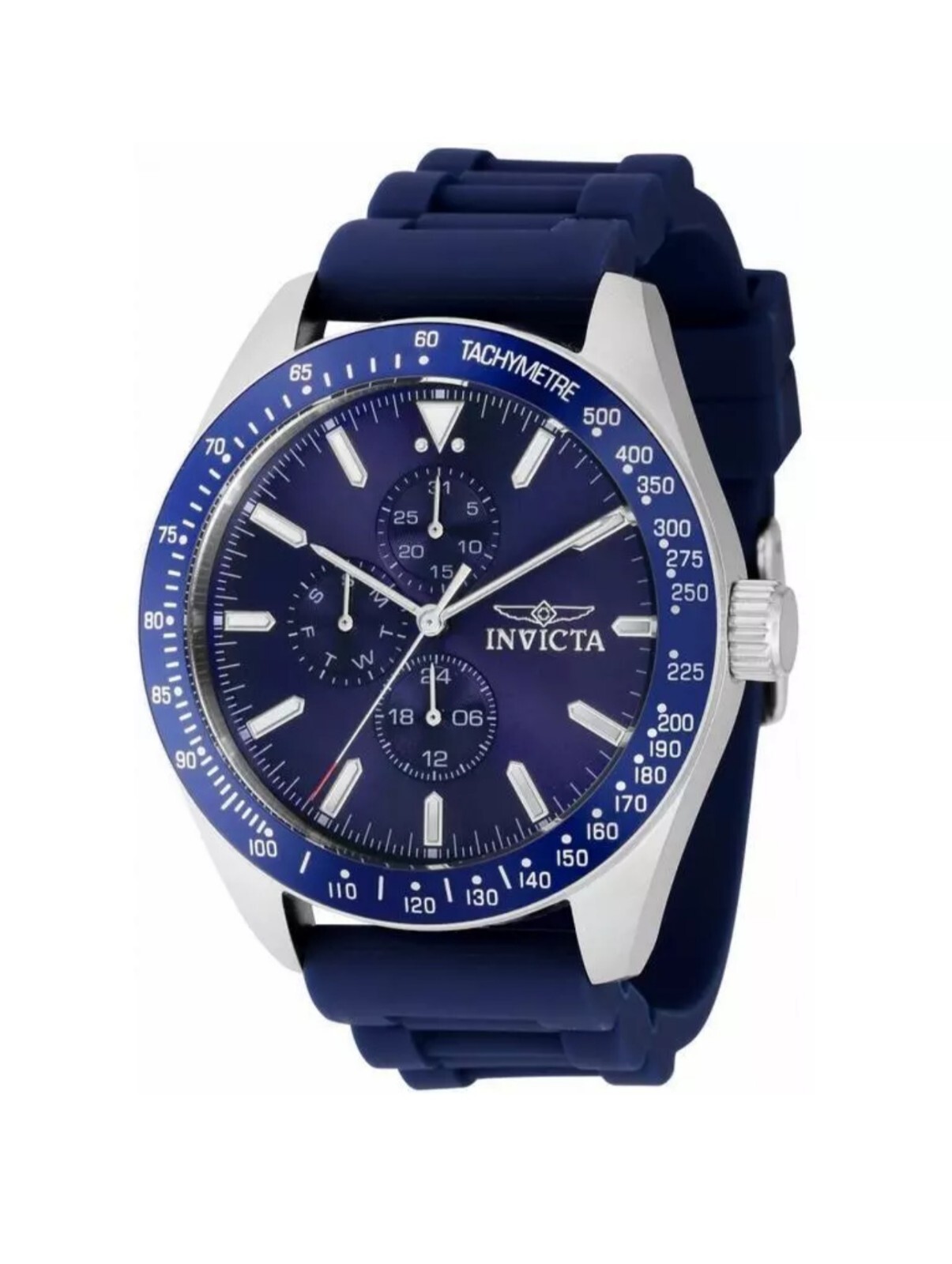 Invicta Men's Watch Aviator Quartz Date Blue Dial Silicone Rubber Strap ...