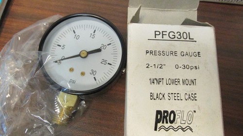Proflo PFG30L Pressure Gauge 0-30 PSI 1/4" NPT LOWER MOUNT CAT#ZM-82 | eBay