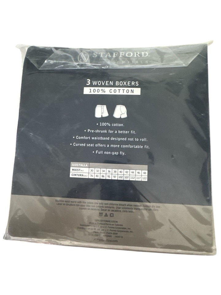 Stafford Boxers Woven 100% Cotton 3 Pack White Size 40 JCPenney New ...
