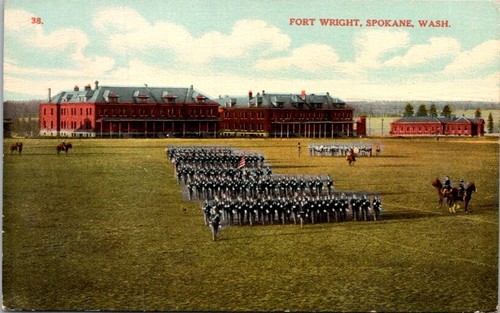 Vintage Postcard Soldiers on Parade Field Fort Wright Spokane ...