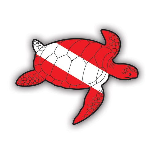 Diver Down Sea Turtle Sticker Decal - Weatherproof - scuba flag ...