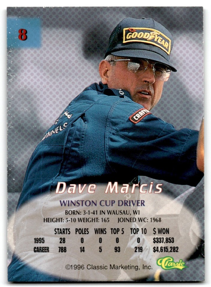 1996 Classic Dave Marcis Marcis Auto Racing #8 | eBay