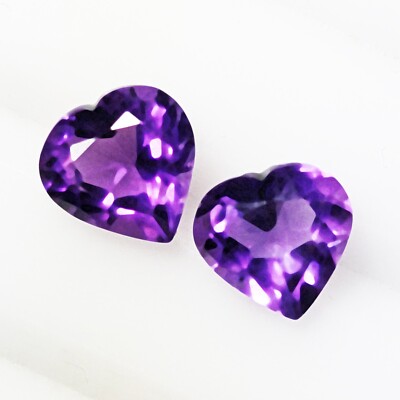 2.00CT EXCELLENT LUSTER BEAUTIFUL NATURAL AMETHYST HEART 7MM MATCHING ...