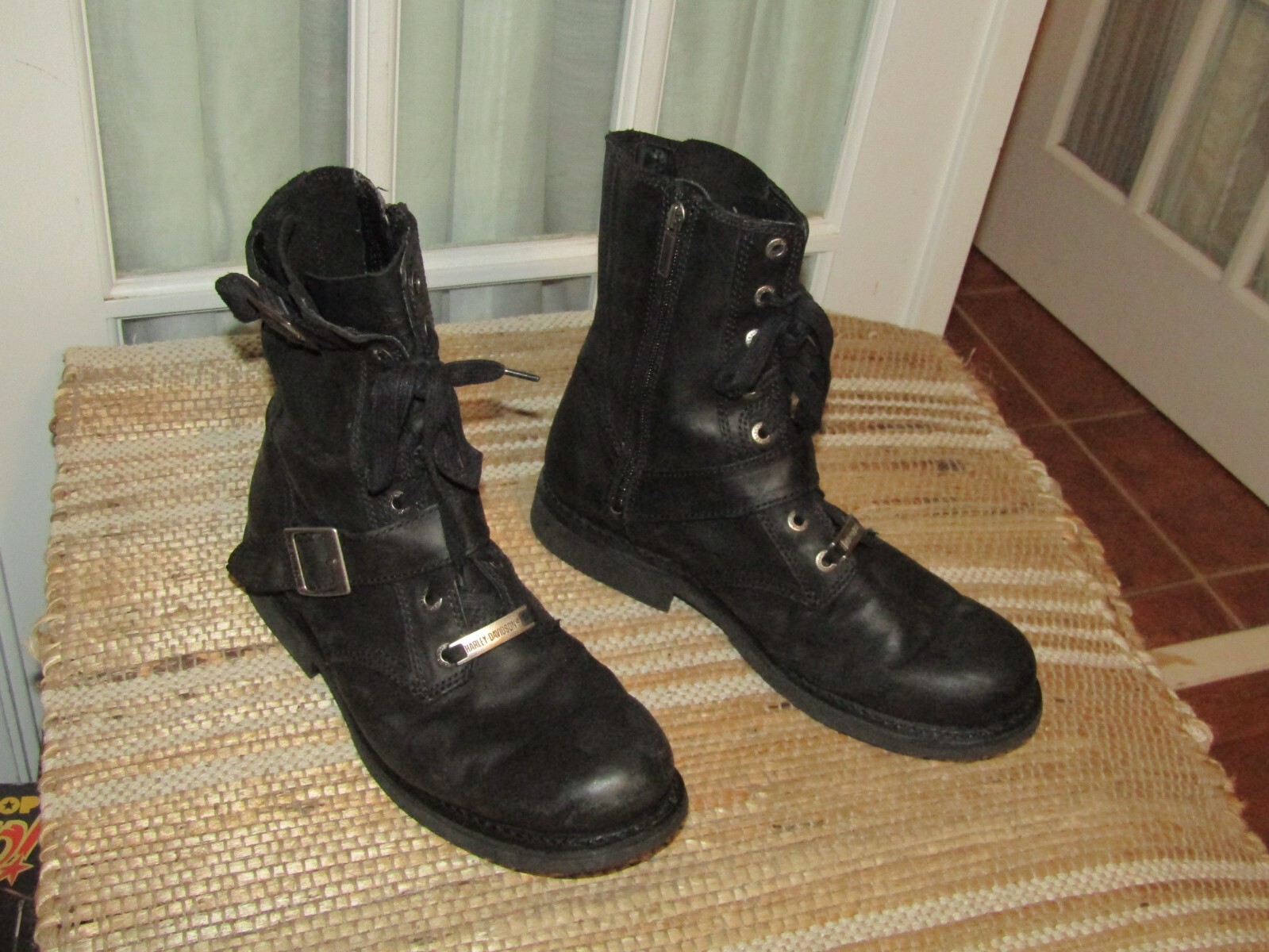 HARLEY-DAVIDSON Men 10 M Black Leather Motorcycle Wor… - Gem