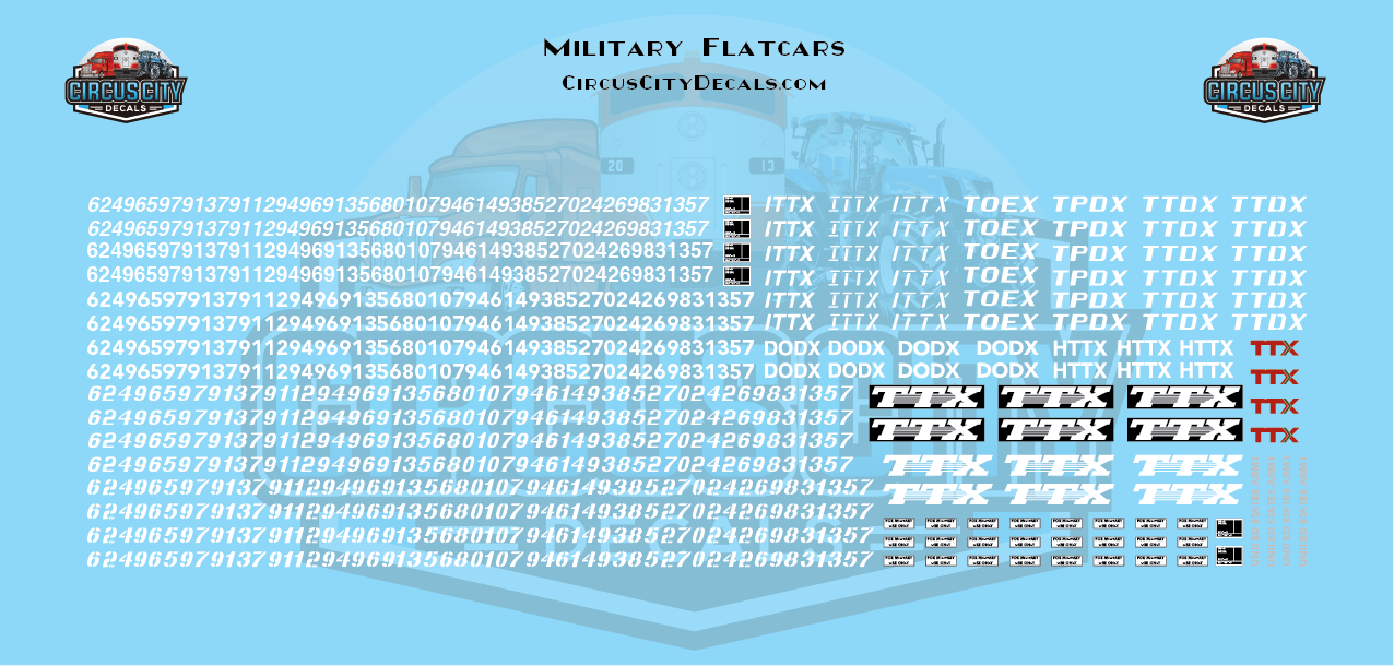 Military Flatcars ITTX TOEX TPDX TTDX HTTX DODX TTX N 1:160 Scale ...