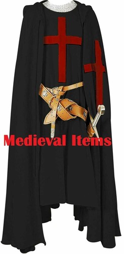 Medieval Cloak Cape/Hooded Knight Templar Tabard Reenactment ...