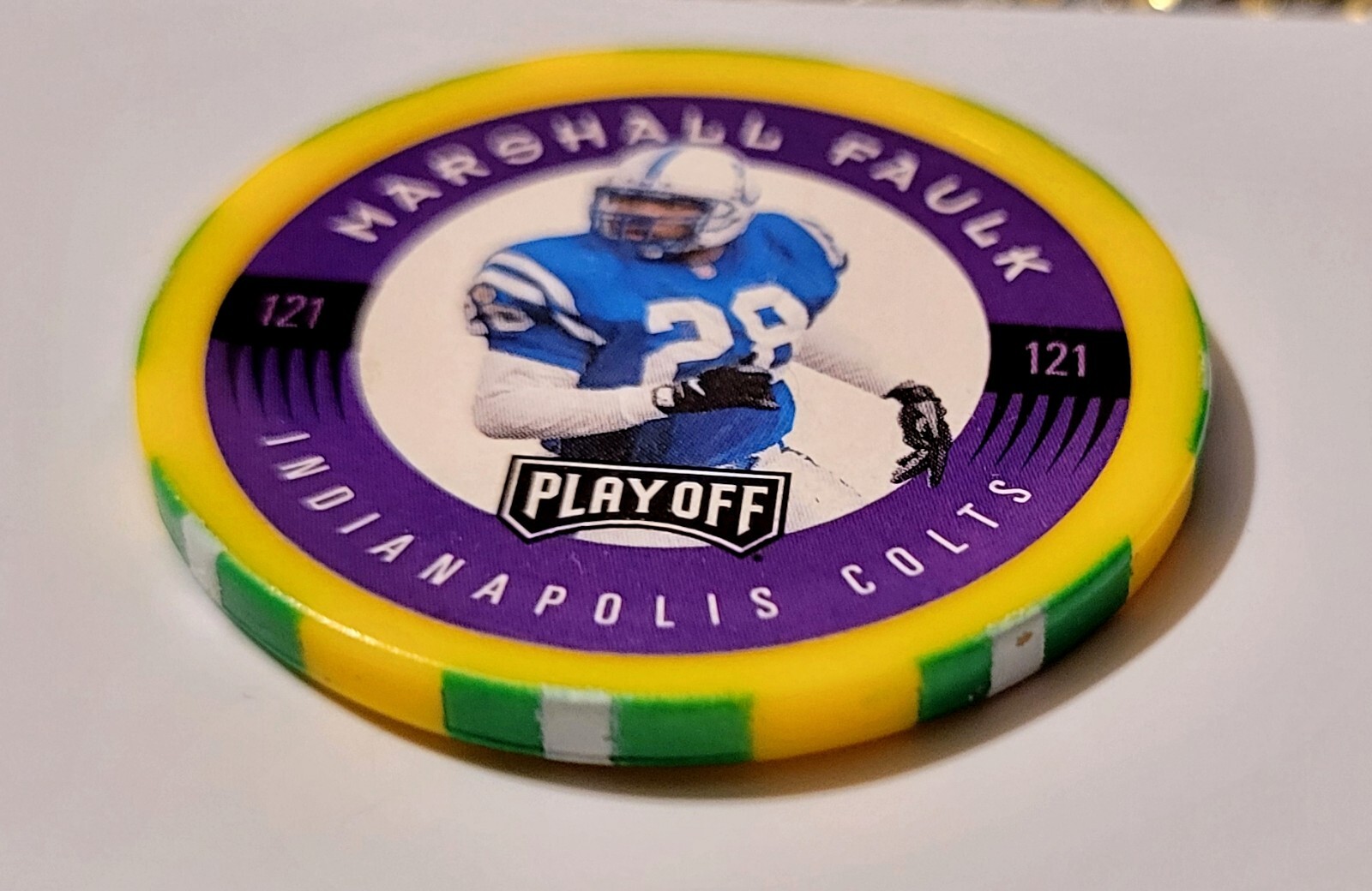 NFL Playoff 1997 Marshall Faulk CHIP SHOTS YELLOW #121 Indianapolis ...