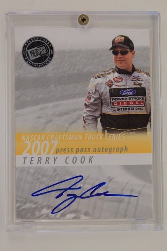 NASCAR Driver TERRY COOK Autographed Signed 2007 Press Pass Card w ...