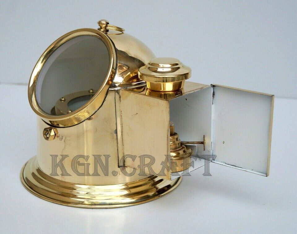 Antique Brass Nautical Gimbal Binnacle Ship/Boat Compass Marine Office ...