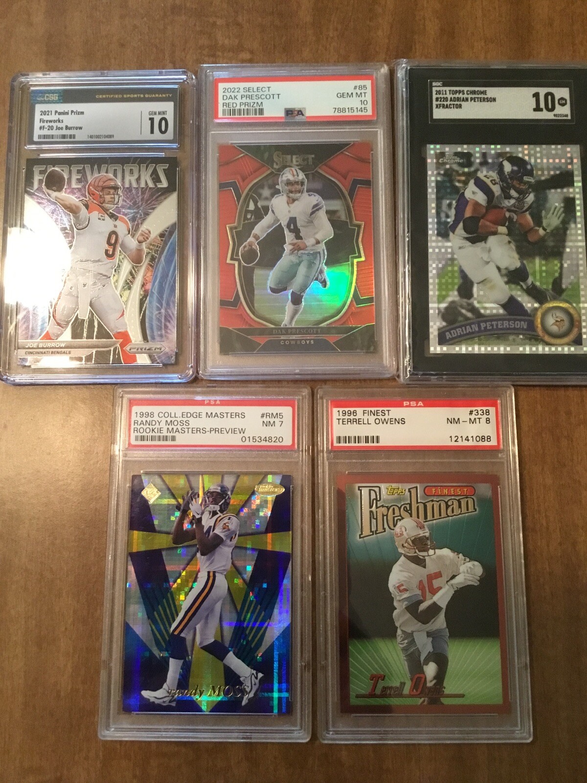 Graded Football Cards Lot of 10, Joe Burrow, Peyton Manning, See Photos ...