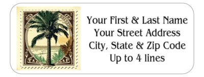 150 Palm Tree Postage stamp Mailing Return Address Labels Personalized ...