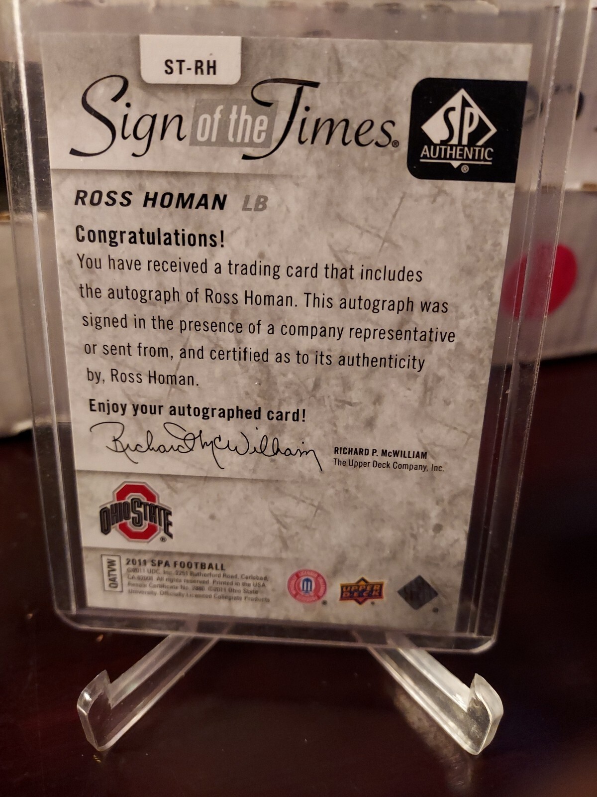 2011 SP Authentic Sign of the Times Ross Homan #ST-RH Rookie Auto RC | eBay