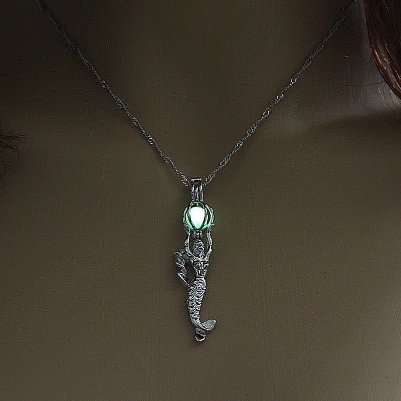 MERMAID with Glow in the Dark 2" Dangle Pendant with 18" Necklace ...