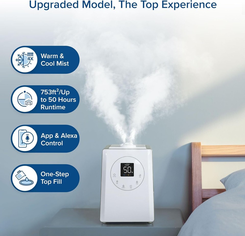 LV600S Smart Warm and Cool Mist Humidifiers for Home Bedroom Large Room ...