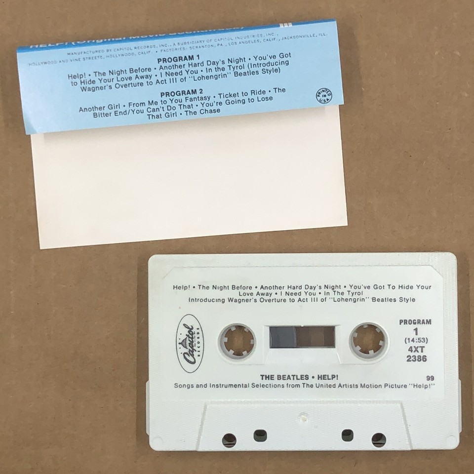 THE BEATLES Cassette Tape 60s Rock Pop HELP! TICKET TO RIDE HIDE YOUR ...