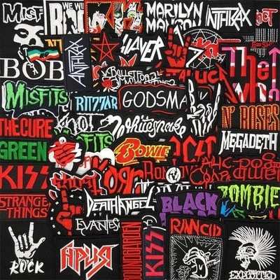 Mixed Lot of 20 Rock Band Patch Iron-on Applique Punk Roll Heavy Metal ...