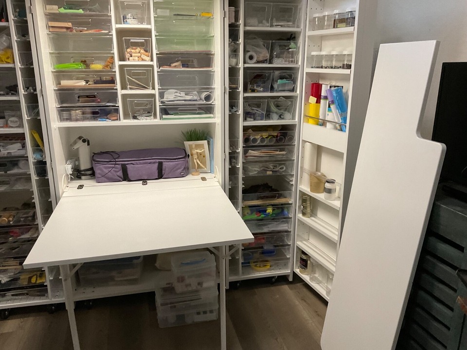 Dreambox Craft/Sewing Cabinet with Storage Bins and Side Tables | eBay