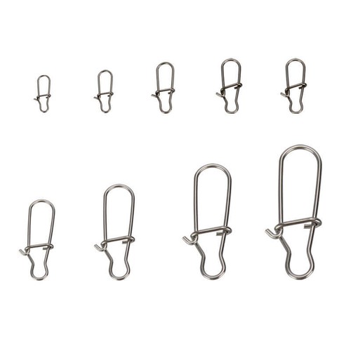 100pcs/set Fishing Snap Stainless Steel Fishing Swivel Snaps Size 0#-8 ...
