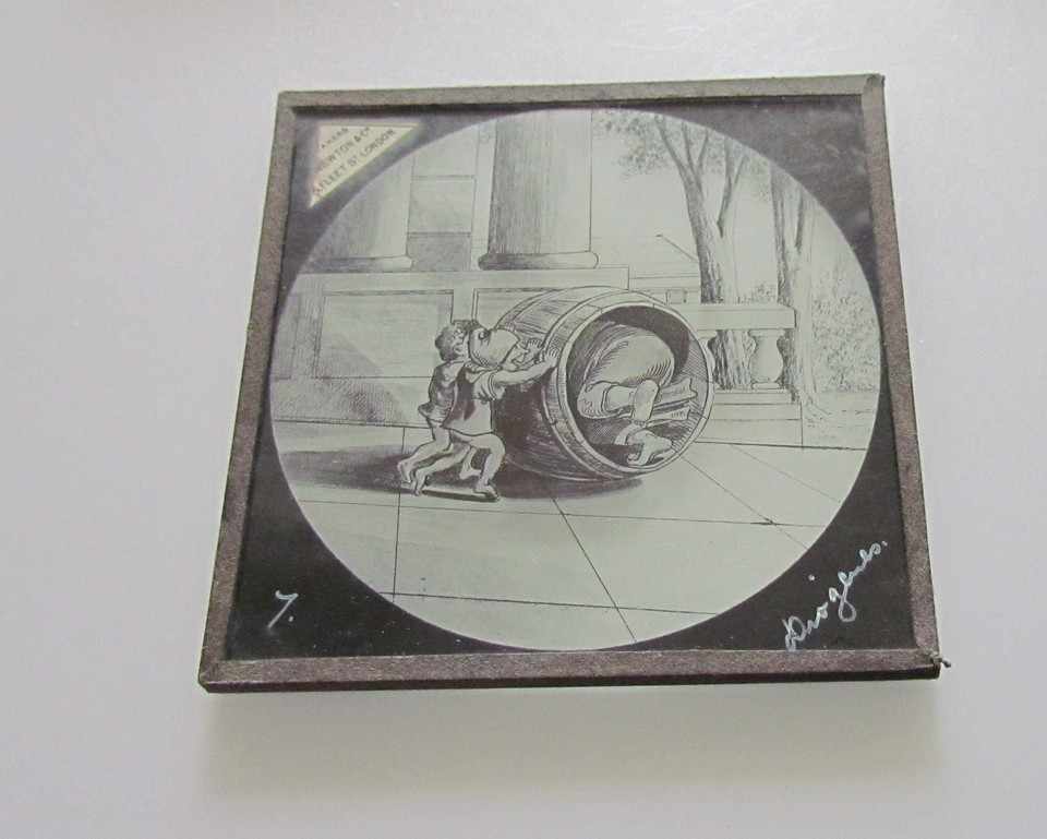 VICTORIAN Glass Magic Lantern Slide FAIRY TALE NO1 C1890 ROLLING IN A ...