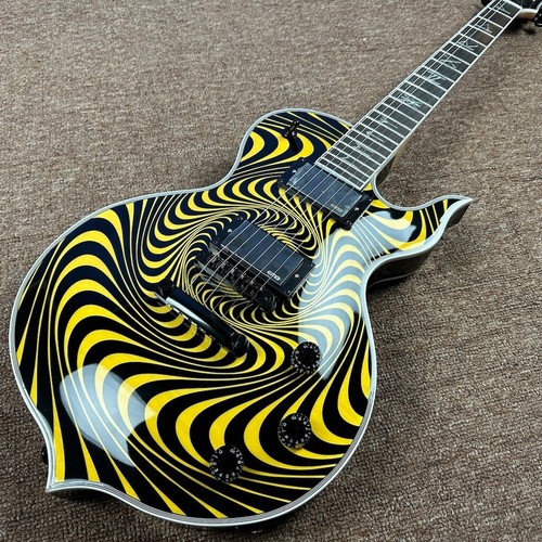 Hot Custom Special Shape Yellow Electric Guitar with Maple Neck Black ...