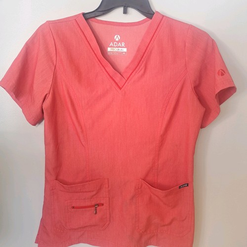 Adar Pro Heather Scrubs For Women - Modern V-Neck Scrub Top Coral Size ...