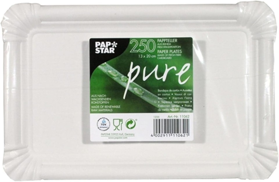 PAPSTAR Pure 11062 250 Cardboard Tray 13 x 20 cm Rectangular White ...