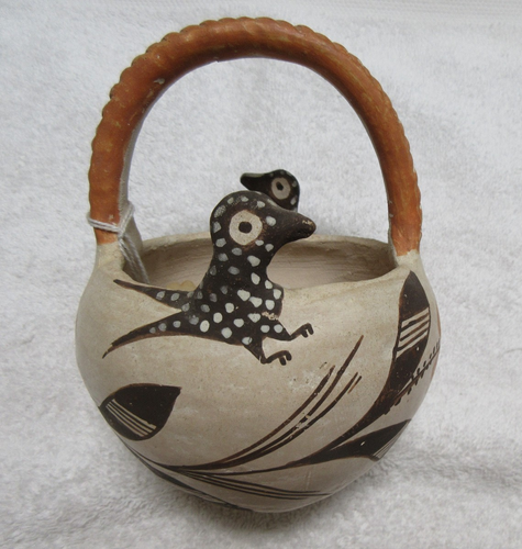 VERY NICE OLD ACOMA BIRD EFFIGY POTTERY BOWL WITH HANDLE WITH DOCS--NR ...