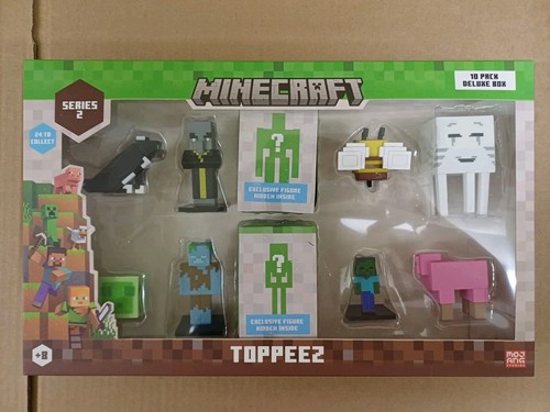 Minecraft 10 Pack Deluxe Box Action Figures Toppeez Series 2 - Mojang ...