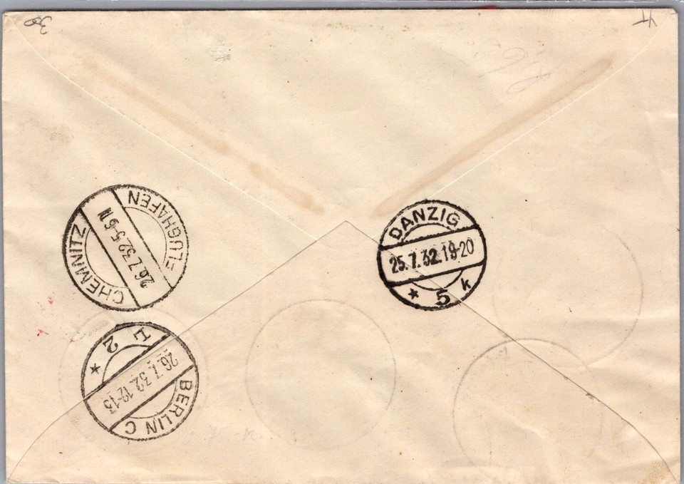 1932 Danzig Free State Registered Air Mail Cover to Chemnitz | eBay
