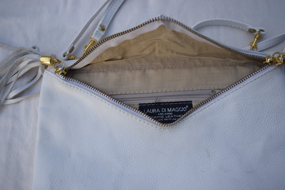 Laura DiMaggio Milano Genuine Leather Handbag Cross Body White | eBay