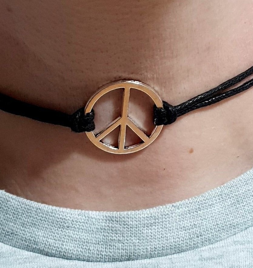 CND Peace Sign Necklace Pendant Extinction Rebellion Choker Cord Boho ...