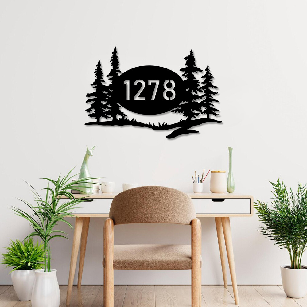 Personalized House Number Metal Signs, Custom Address Plaque Wall Art ...