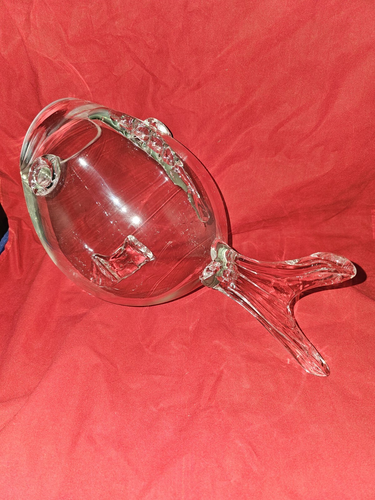 Vintage Clear Glass Fish Shaped Bowl Jar Large Heavy Vase Terrarium EUC ...