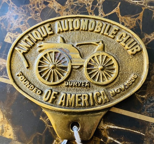 Vintage AACA Antique Automobile Club of America Bronze License Plate ...