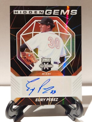 2021 Panini Elite Extra Hidden Gems Black Auto Eury Perez #HG-EP Miami ...