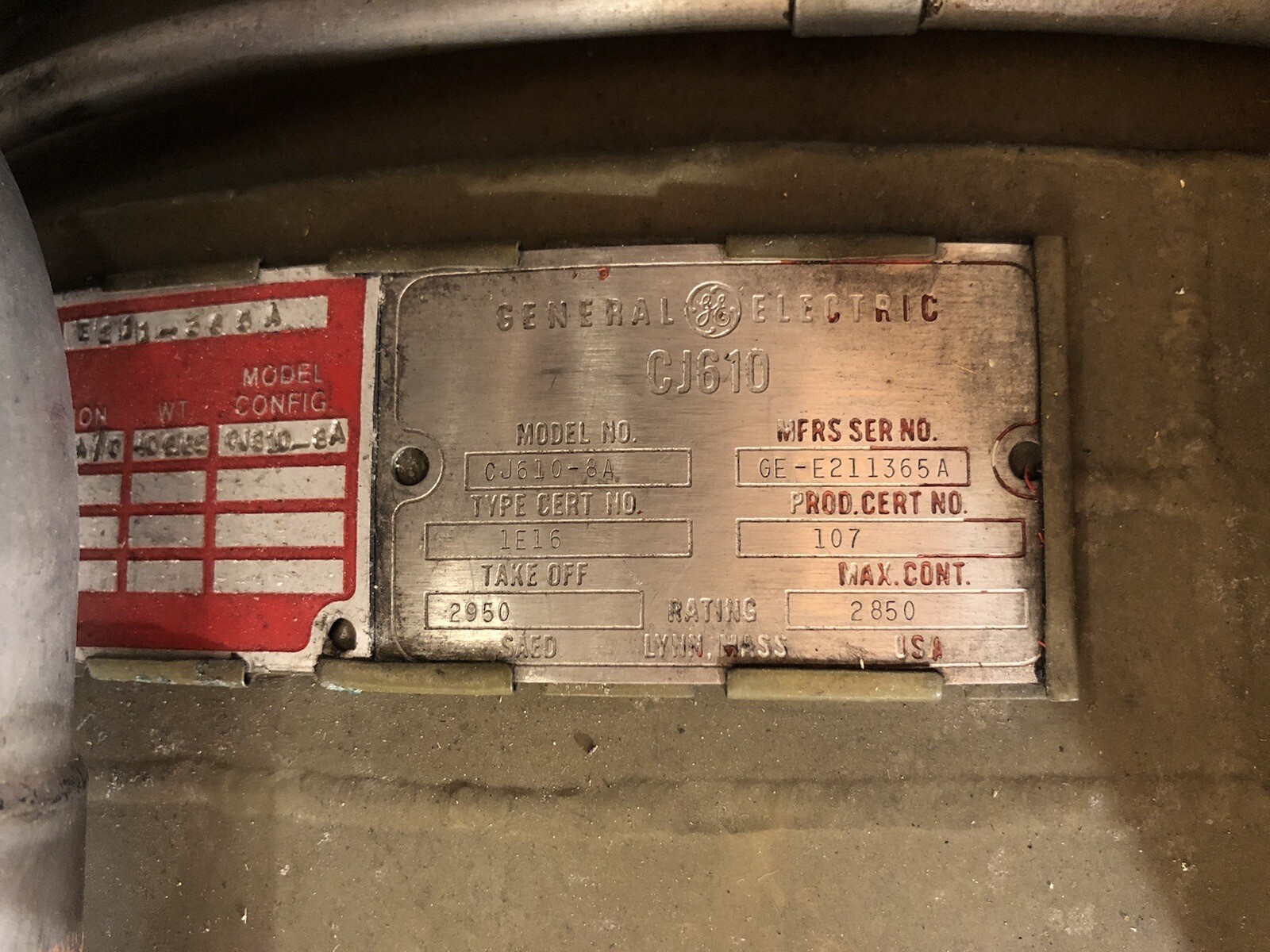 General Electric CJ610-8A Jet Engine Turbine CJ610 Log Books Included ...