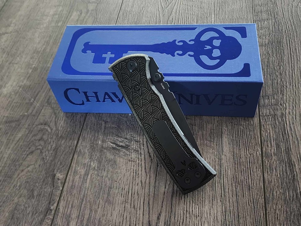 Chaves Redencion 229 Blue Label - Black Micarta Laser Engraved Seigaiha ...