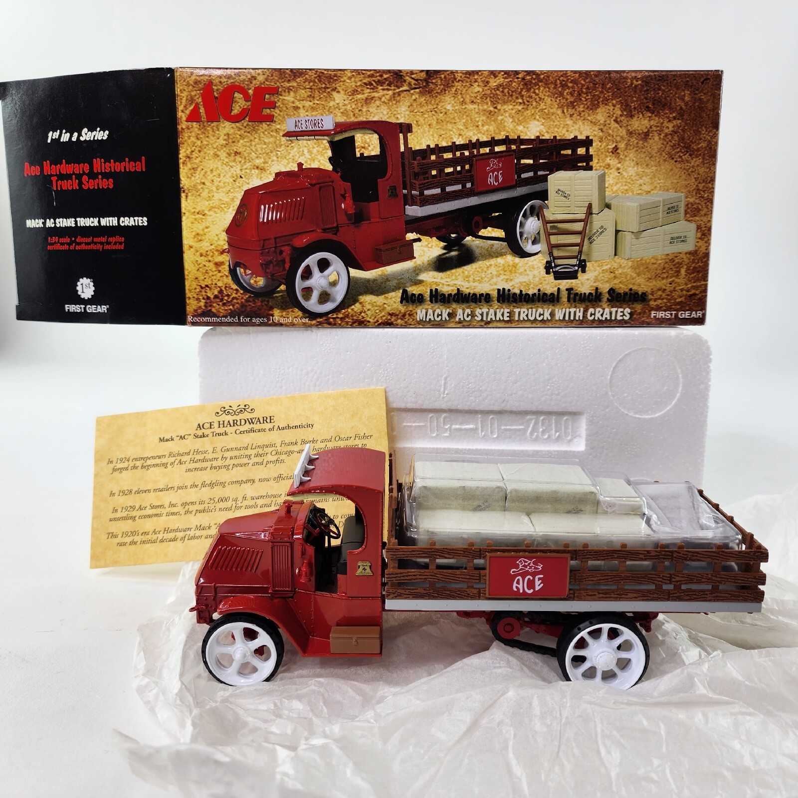 First Gear Ace Hardware MACK AC Stake Truck w/ Crates 1:34 Diecast RARE ...