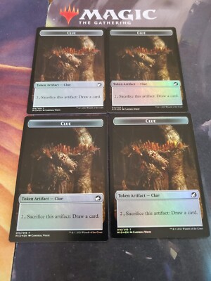 Mtg. 4x Clue Double-Sided Tokens. Foil. Innistrad Midnight Hunt. Pack ...