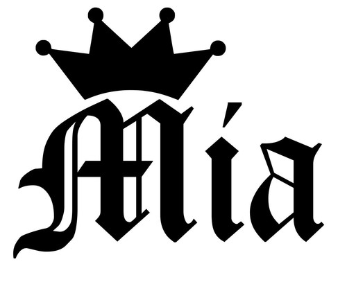 Mia Vinyl Sticker Decal Crown Name Old English - Choose Size & Color | eBay