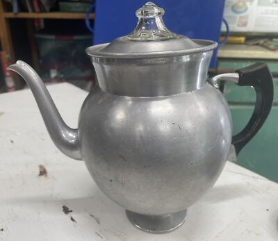 Vintage Pyrex 8.5” Aluminum Coffee Pot W/ Glass Top Knob & Universal ...